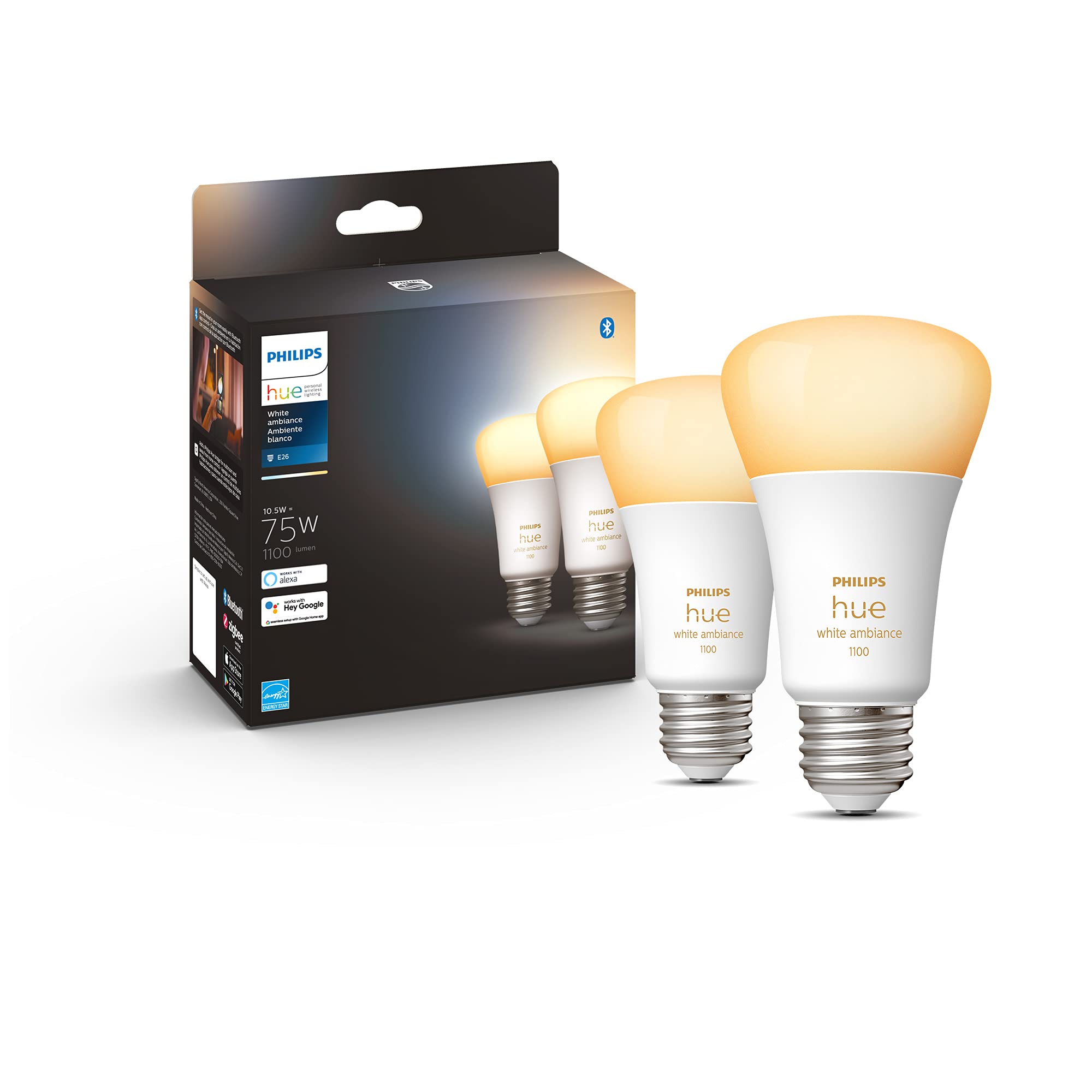 Philips Hue Smart 75W A19 LED Bulb - White Ambiance Warm-to-Cool White ...
