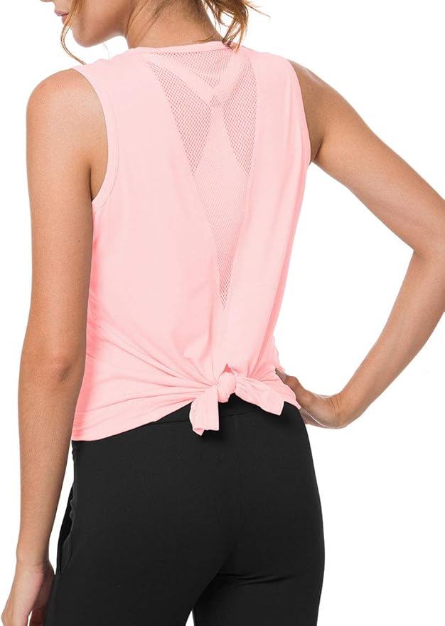 Bamans Workout Tops for Women， Mesh Sleeveless Yoga Tops (9 Colors ...