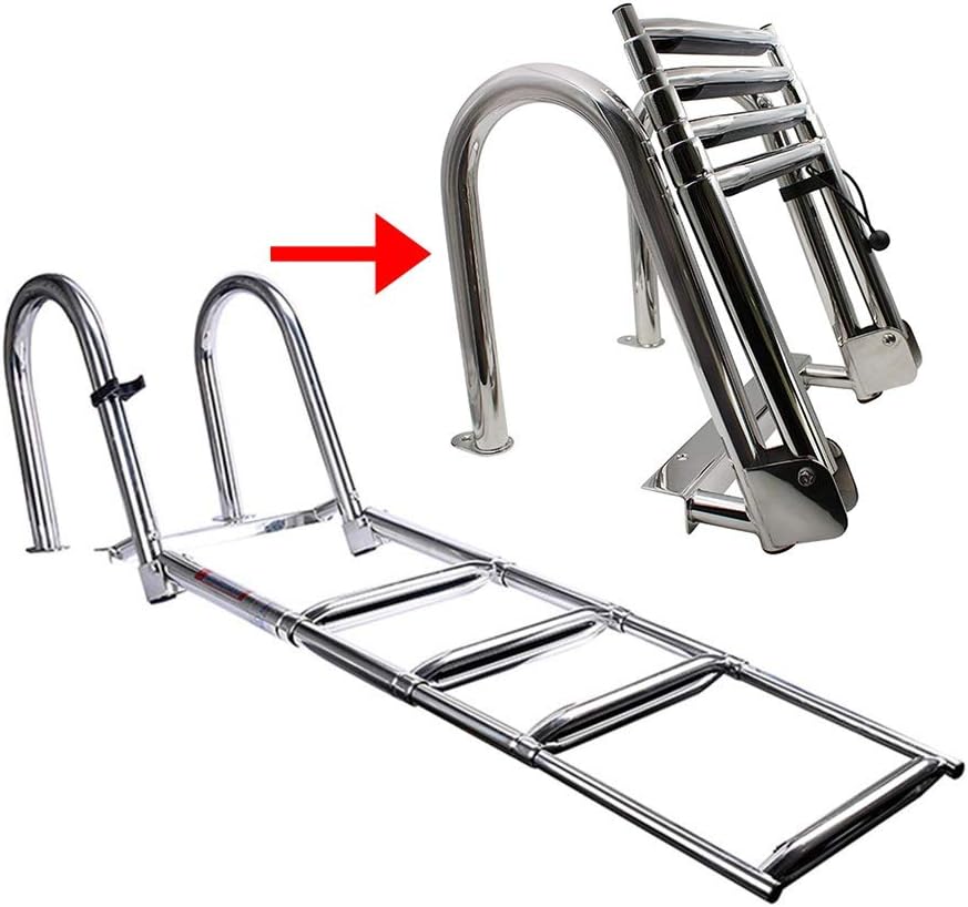 Stainless Steel Swim 4 Step Ladder - Telescoping Boat Ladder with Extra ...