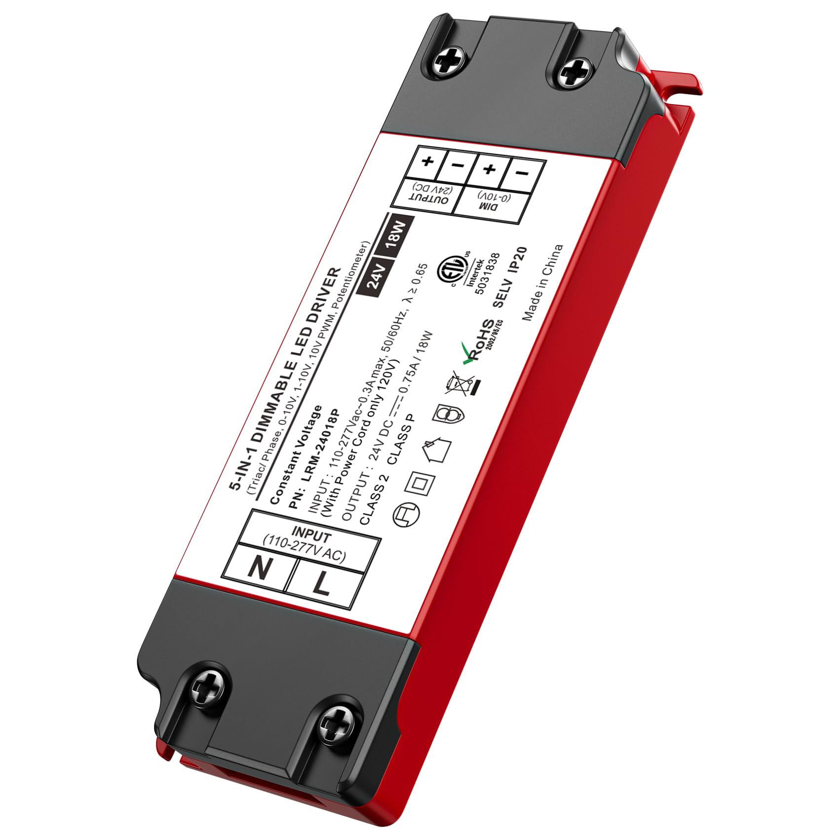24V Dimmable LED Driver, 18W Triac ELV/MLV LED Transformer Compatible ...