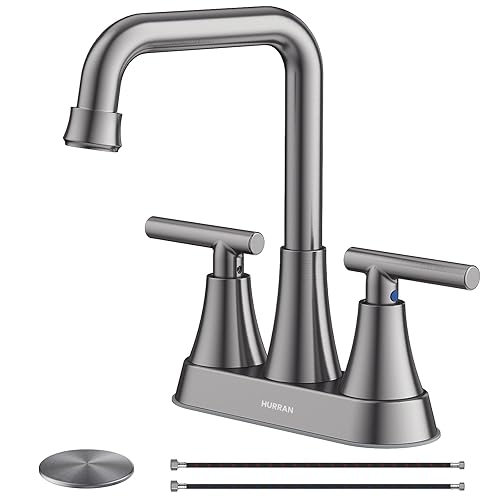 Bathroom Sink Faucet, Hurran Brushed Grey Bathroom Faucets for Sink 3 ...