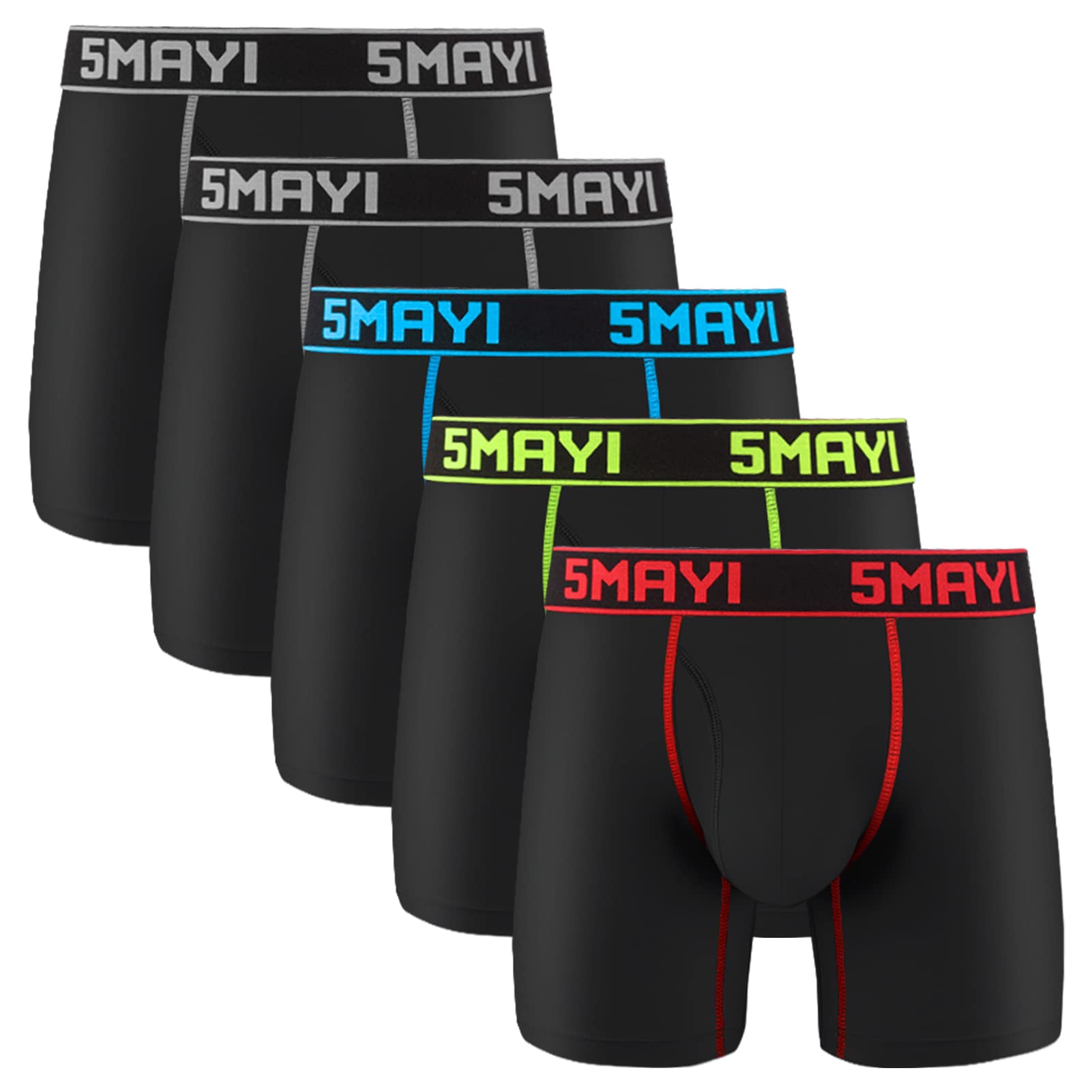 5Mayi Men's Boxer Briefs Fly Front with Pouch Athletic Mens Underwear ...