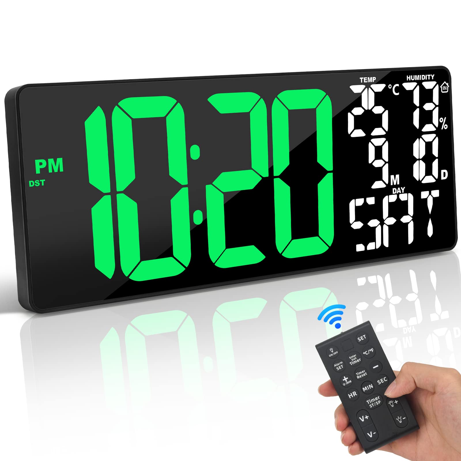 Mua [Oversized] 18" Large Digital Wall Clock with Remote Control, Auto ...