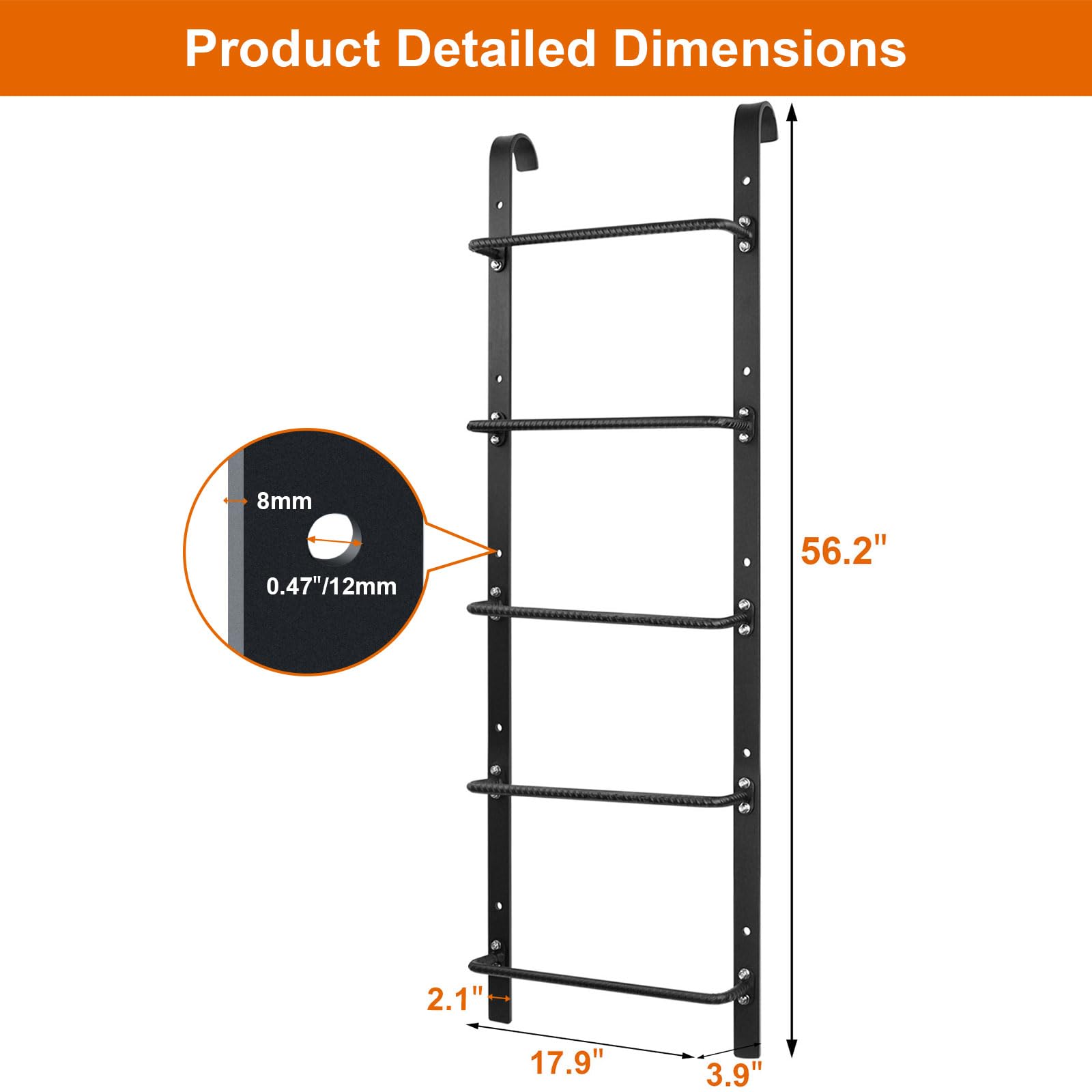 Zwinz 5-Rung Window Well Ladder Hooked, Heavy Duty Steel Fire Escape ...