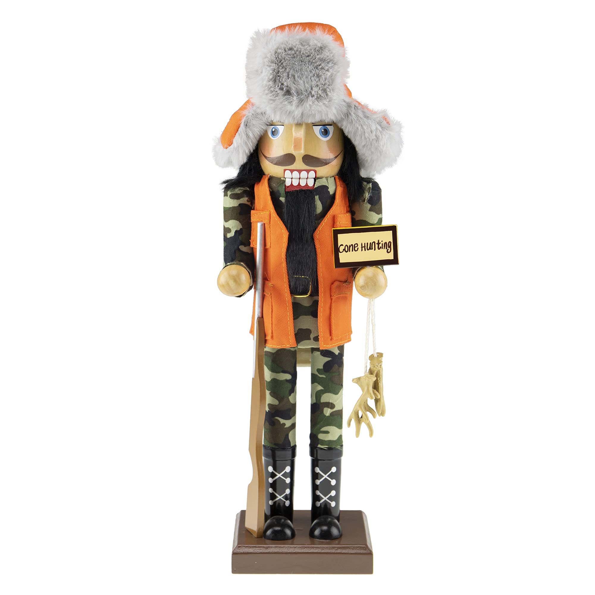 Clever Creations Hunter 14 Inch Traditional Wooden Nutcracker, Festive ...