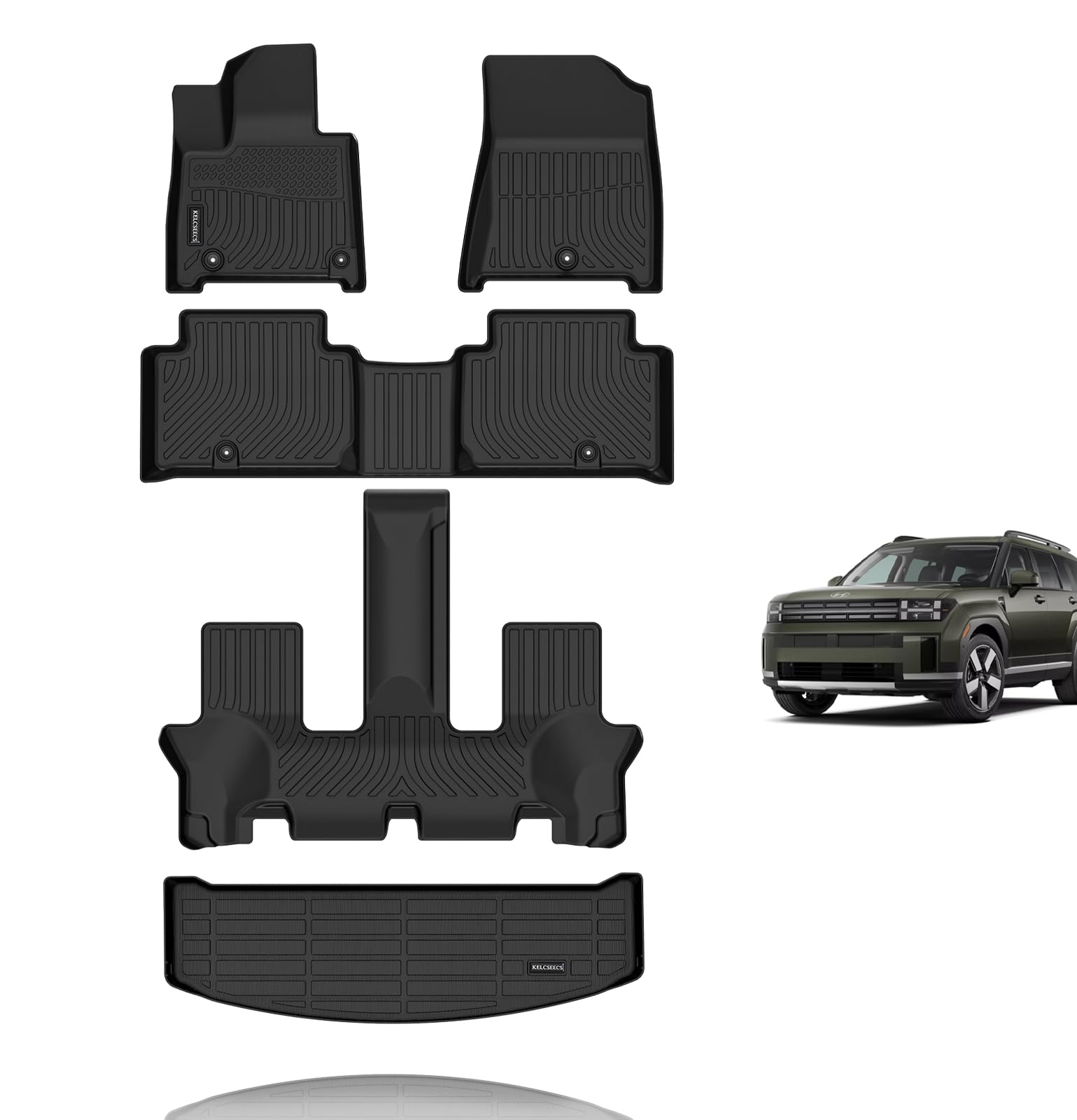 KELCSEECS® All Weather Floor Mats & Cargo Liner Custom for 2025 2024 Hyundai Santa Fe(Not fit ...