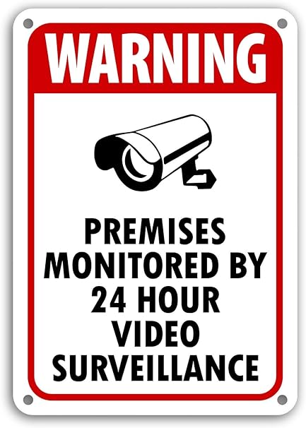 Amazon.com: Warning Premises Monitored By 24 hour Video surveillance ...