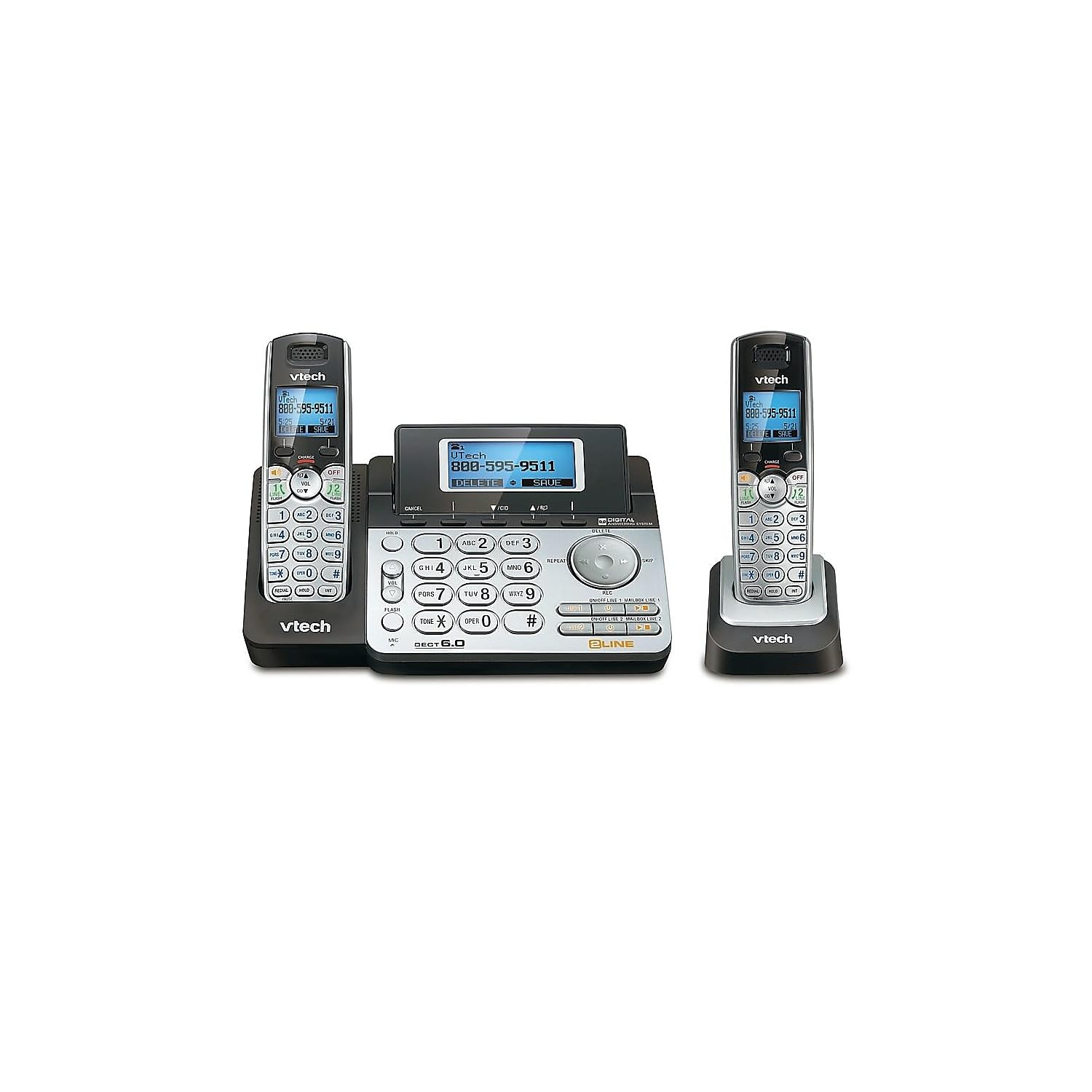 VTech DS6151-2 2 Handset 2-Line Cordless Phone System for Home or Small ...