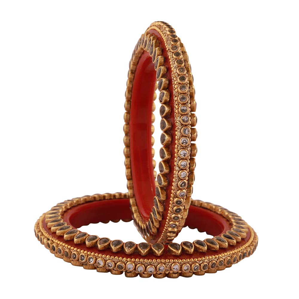 Buy MUCH-MORE Punjabi/Rajasthani Style Lac Bangles Set Crystal Stones ...