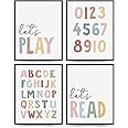 Amazon.com: Let's Play Read Wall Art Set of 4，Educational Posters ...