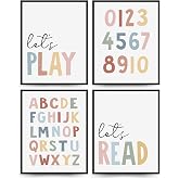 Amazon.com: Let’s Play Let’s Read Alphabets Numbers Educational Poster ...