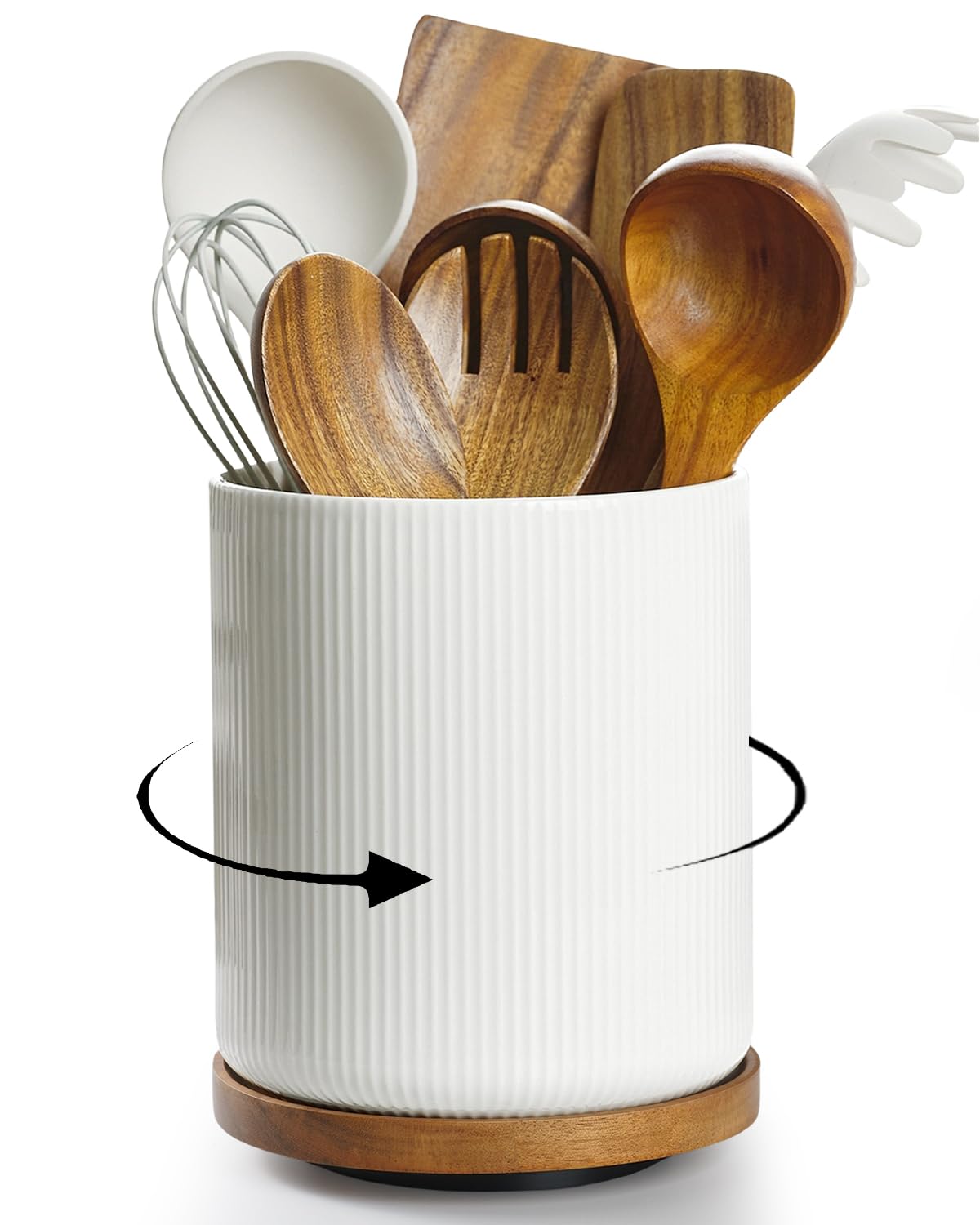getstar Utensil Holder, 360° Rotating Large Kitchen Utensil Holder ...