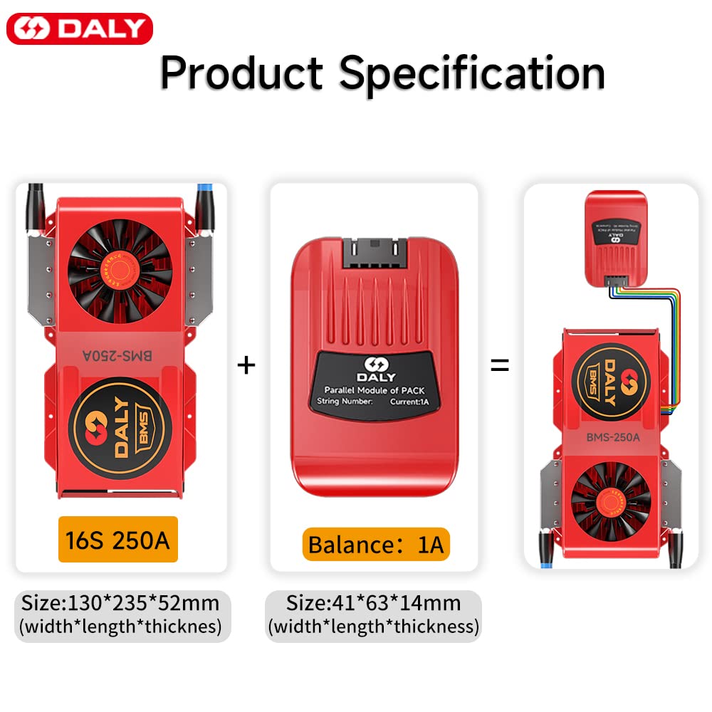 Mua DALY BMS Parallel Module 1A with Smart BMS LiFePo4 16S 48V 250A Cooling Fan and CAN Port ...