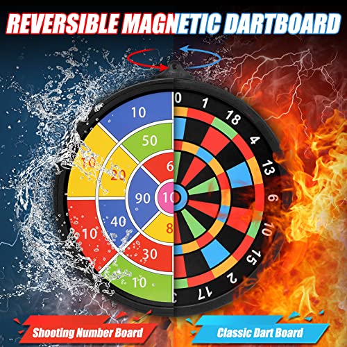 Magnetic Dart Board w/ 12 Darts, Toys for 6+ Year Old Boys, Safe Indoor Outdoor Games for Kids 8 ...