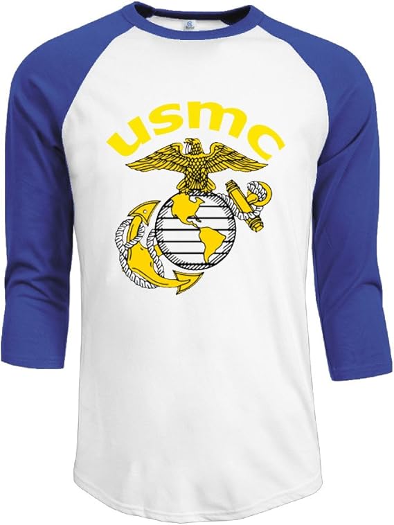 GOOOET Men's United States Marine Corps USMC Logo 3/4 Sleeve Cotton ...
