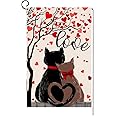 Amazon.com : BLKWHT Valentines Cats Garden Flag 12x18 Vertical Double ...