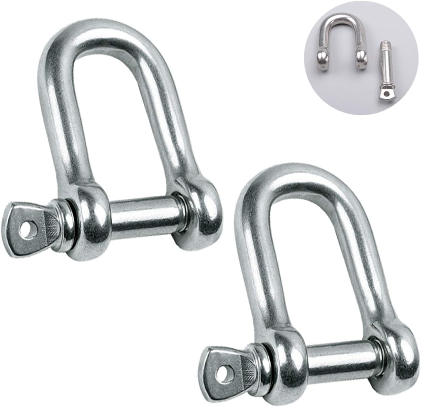 Metown 304 Stainless Steel D Shape Shackle Lock 5/16" M8, Stainless ...