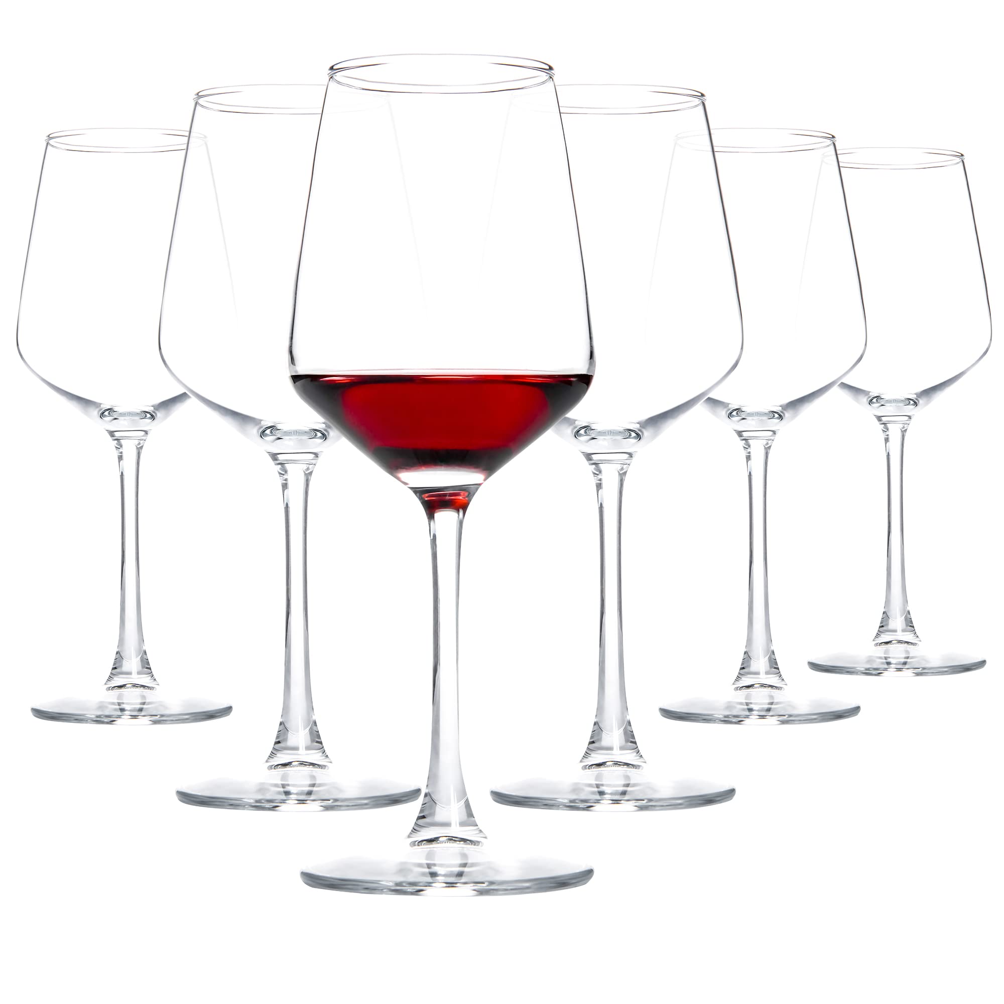 HAKEEMI Red/White Wine Glasses Set of 6, 12 oz Clear Wine Glasses with ...