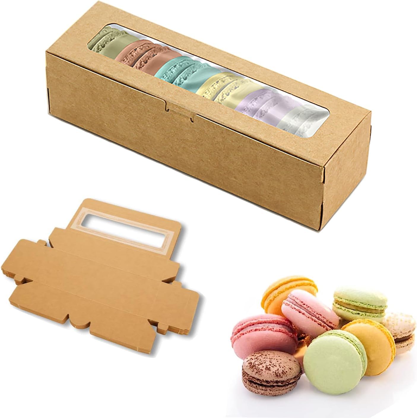 Xuwzenkl Macaron Boxes for 6 to 10 Macarons, 20 Pack 8x3x2 Inches ...