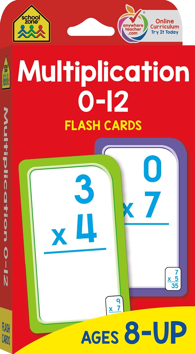 Mua School Zone - Multiplication 0-12 Flash Cards - Ages 8+, 3rd Grade ...