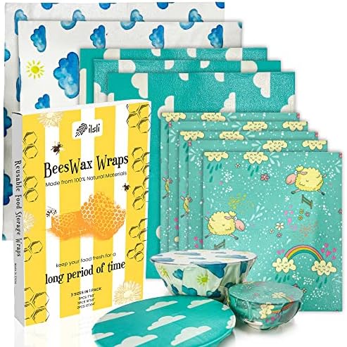 Ilsli Reusable Beeswax Wrap for food Assorted 10 Pack | Eco-Friendly Sustainable Food Wrap ...