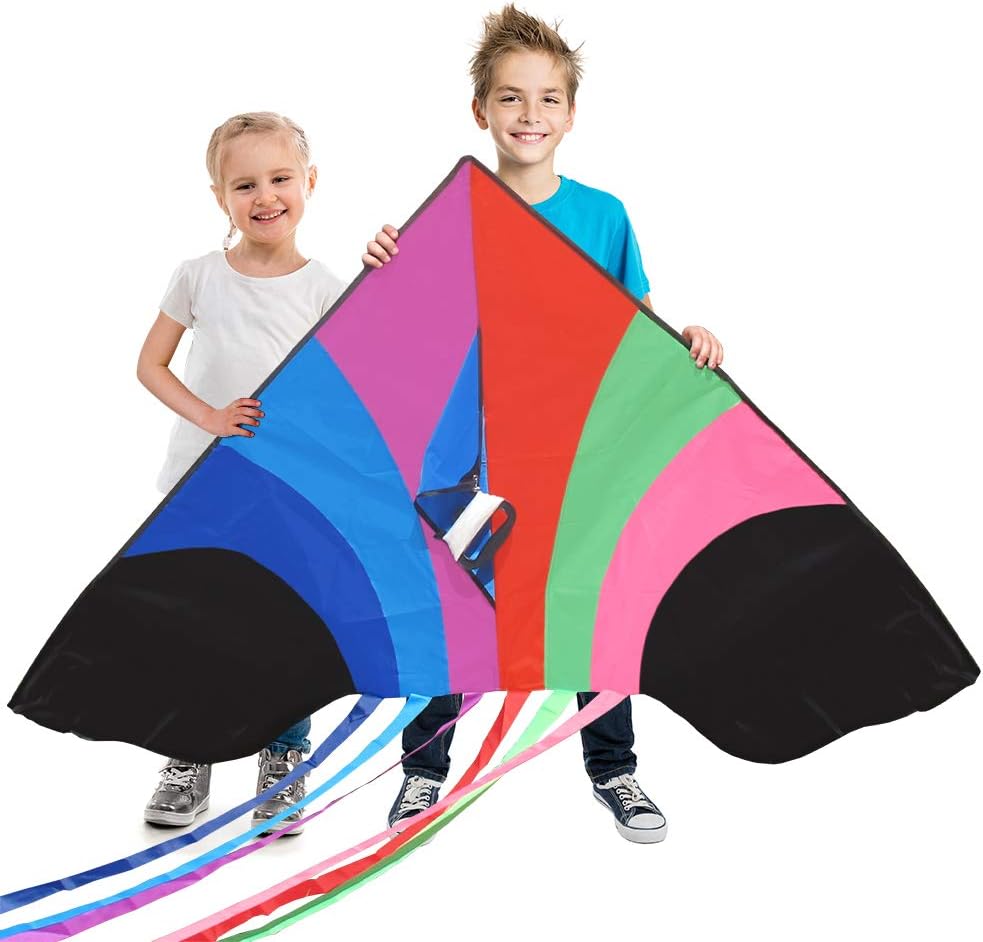 Amazon.com: Stoie's Huge Rainbow Kite for Kids and Adults–62 inch Wide ...
