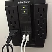CyberPower CSP600WSU Surge Protector, 1200J/125V, 6-AC Swivel Outlets ...
