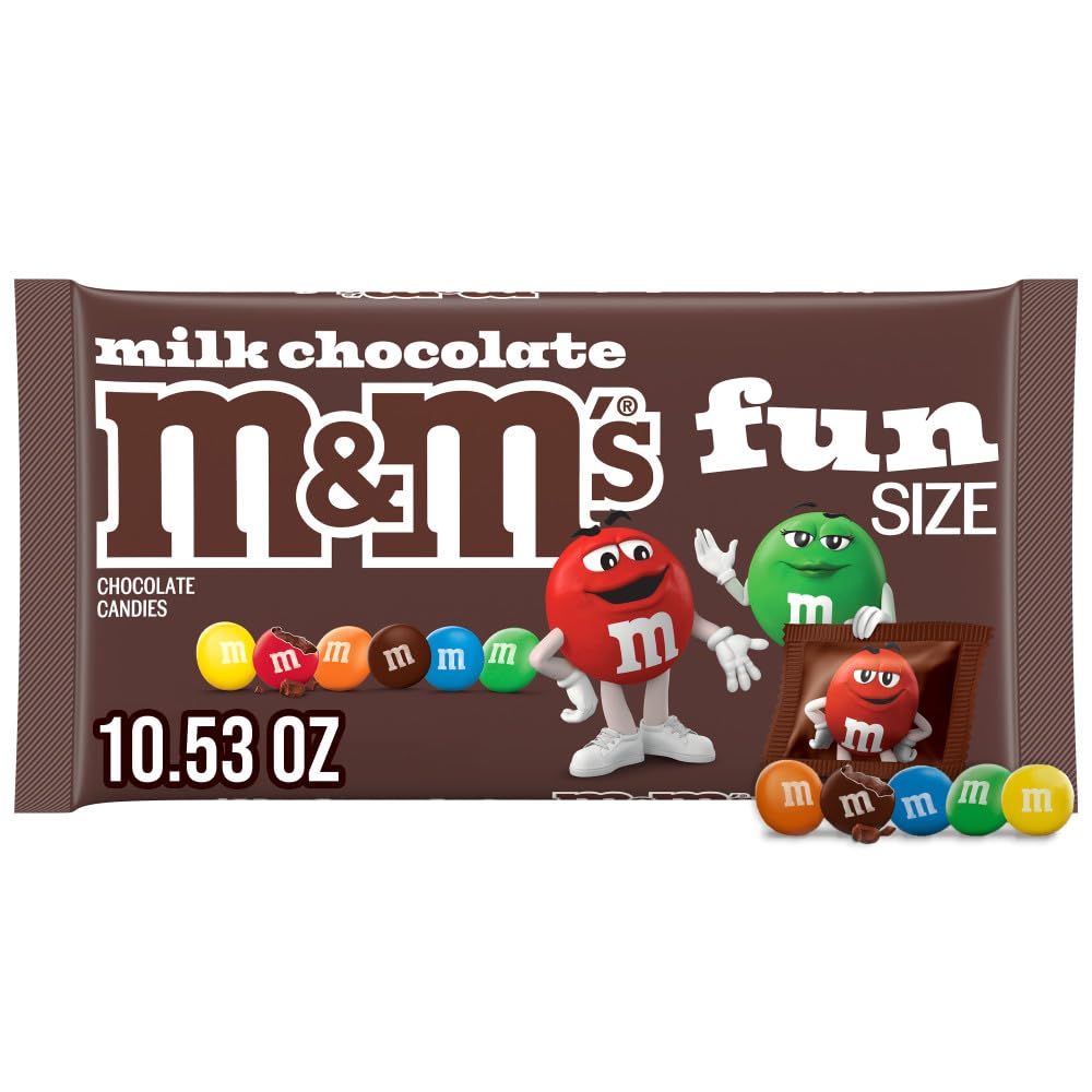 M&M'S Milk Chocolate Candy, Fun Size Candy Bags for Party Favors ...