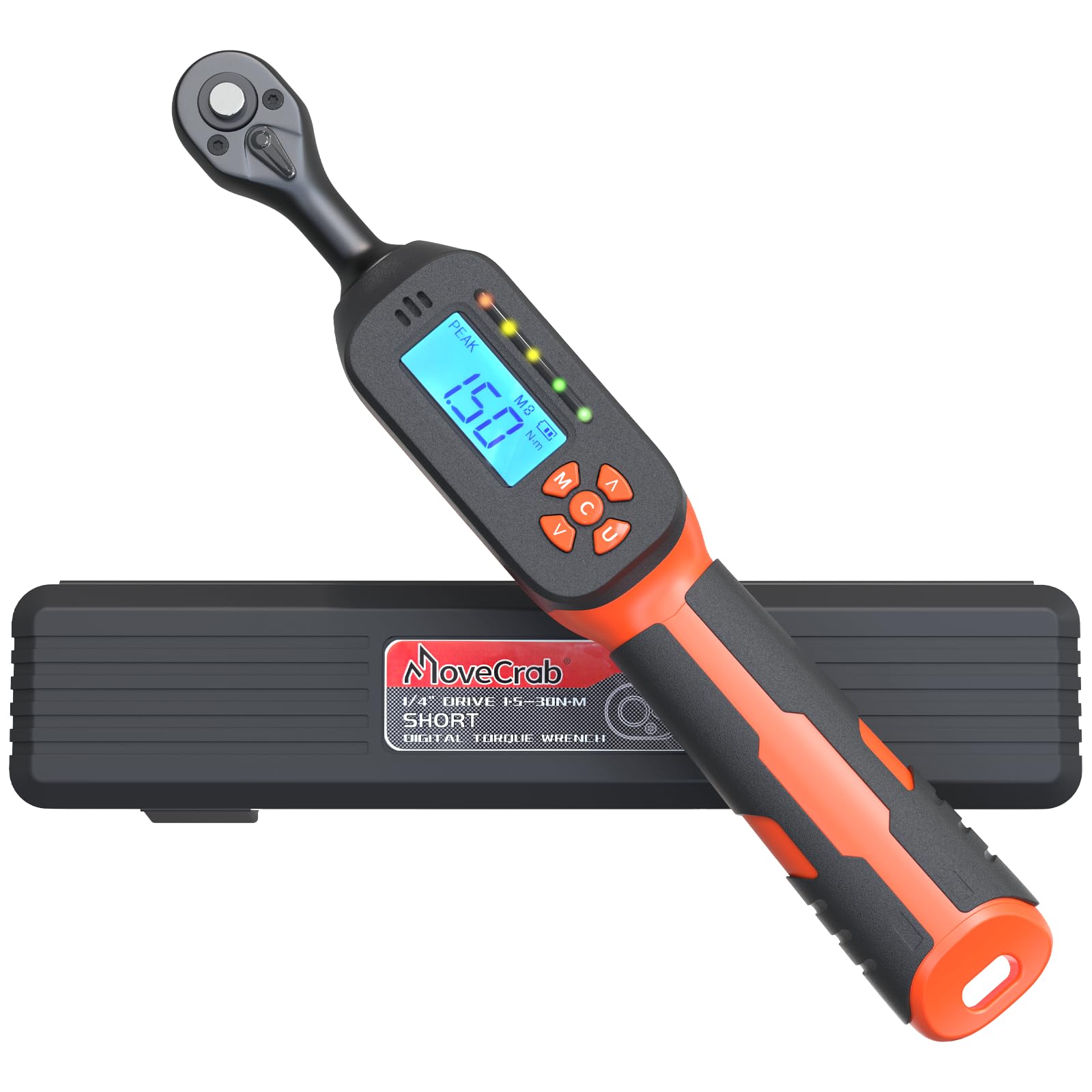 MOVECRAB Digital Torque Wrench,1/4 Inch Drive with Buzzer and LED, 1.5-30N.m/1-22Ft.lbs, High ...