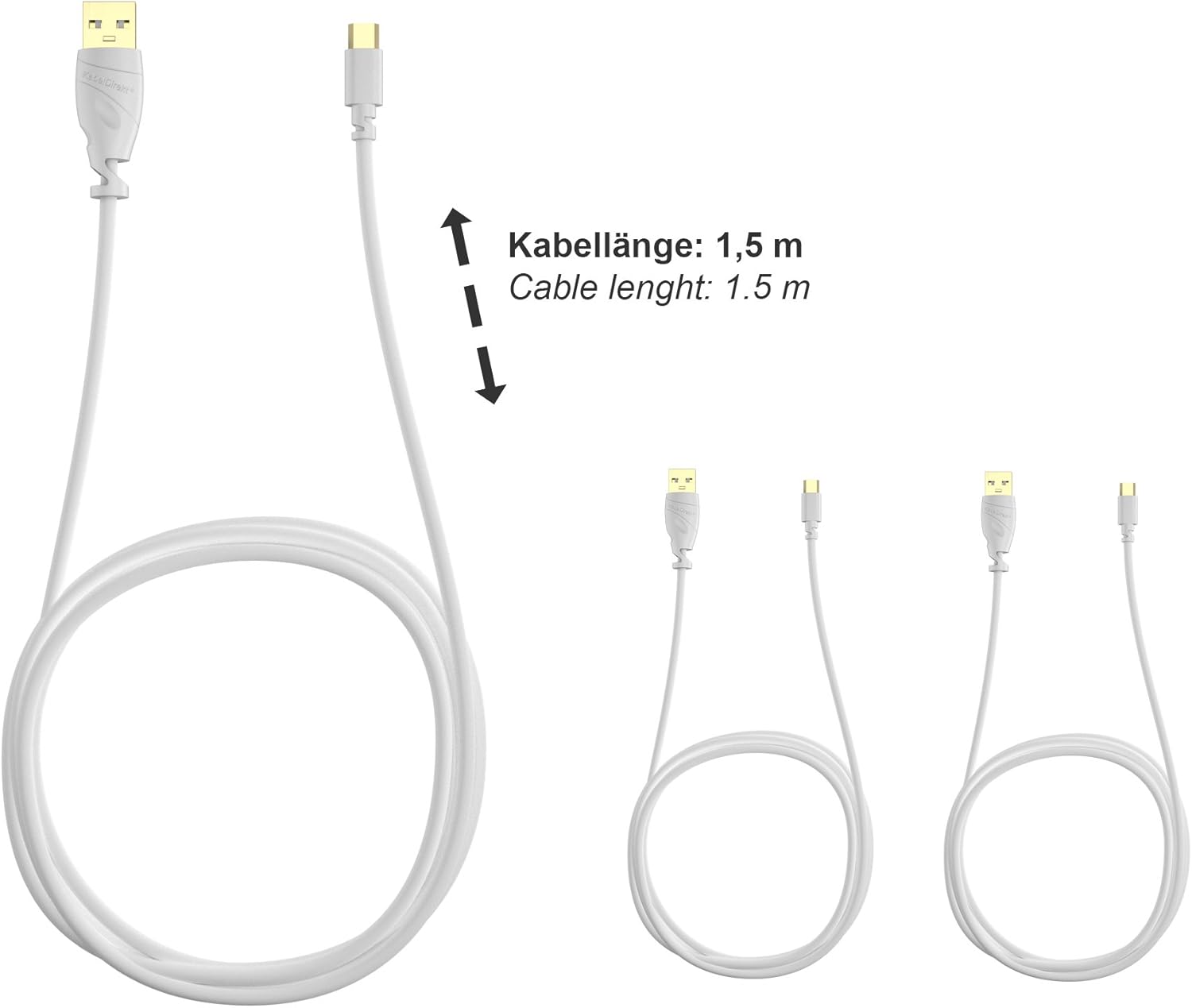KabelDirekt – 3 x 1.5m Micro USB Cable (USB 2.0, Synch & Charge Cable ...