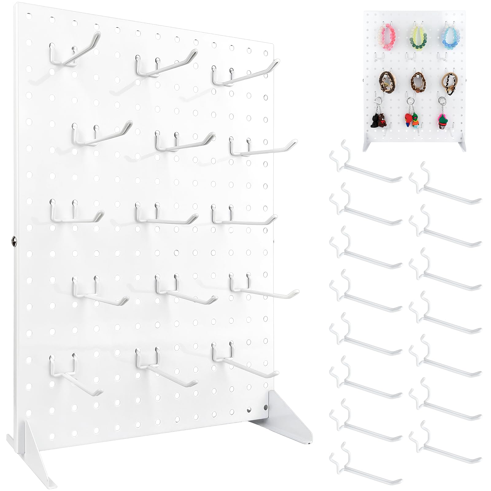 Metal Pegboard Display Stand with 15 Peg Hooks for Craft Shows & Fairs ...