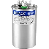 BOJACK 55+15 uF ±6% 55/15 MFD 370/440 VAC CBB65B Dual Run Start Round Capacitor for Condenser ...