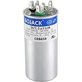 BOJACK 55+15 uF ±6% 55/15 MFD 370/440 VAC CBB65B Dual Run Start Round Capacitor for Condenser ...
