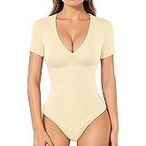 Amazon.com: MANGOPOP Zipper V Neck Sleeveless Short Sleeve Long Sleeve Bodysuit for Women Tops T ...