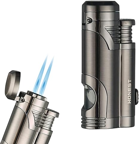 Cigar Torch Lighter with Punch Butane Refillable Torch Lighters 2 Jet ...