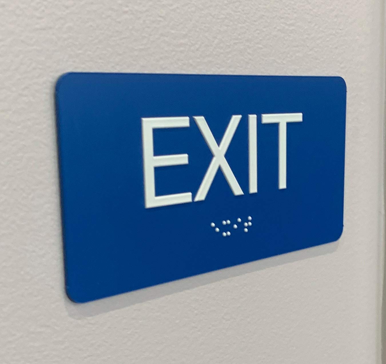 ADA Compliant Exit Sign With Braille (6" X 3" Blue) on Galleon Philippines