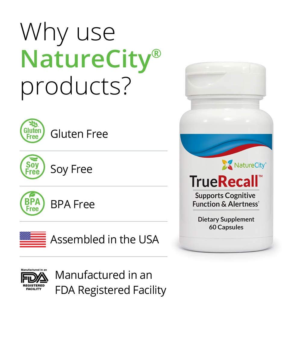 True-Recall Brain and Memory Support Supplement Natural GABA Sensoril ...