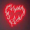 Heart Fire Neon Sign, Cool Red Heart Fire Flame Shape Led Neon Light ...