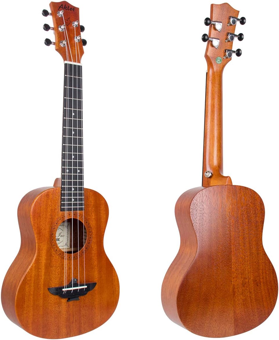 AKLOT 5 String Ukulele Tenor Solid Mahogany 26 inch Uke w/Gig Bag Belt ...