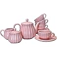 Amazon.com: Pink Porcelain Tea Sets for Kids, Small Coffee Espresso ...