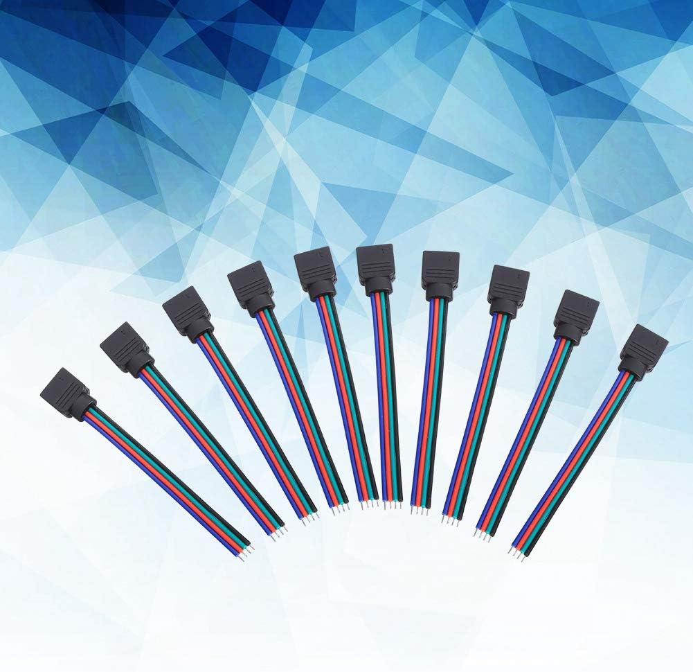 Zerodis 4Pin LED Strip Connector, 10pcs 4Pin Male Female RGB Connector Wire Cable LED Strip ...