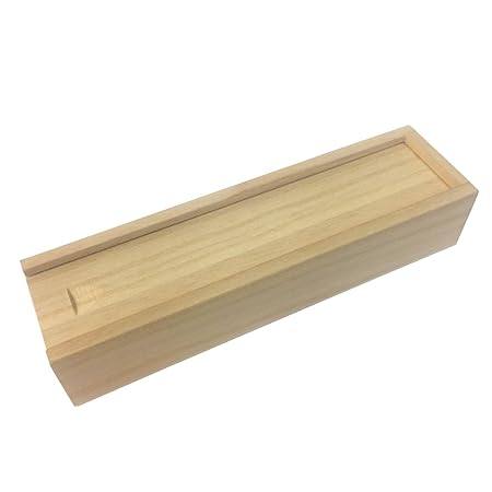 Plain Sliding Lid Wooden Rectangular Pencil Box Case - WBM0007: Amazon ...