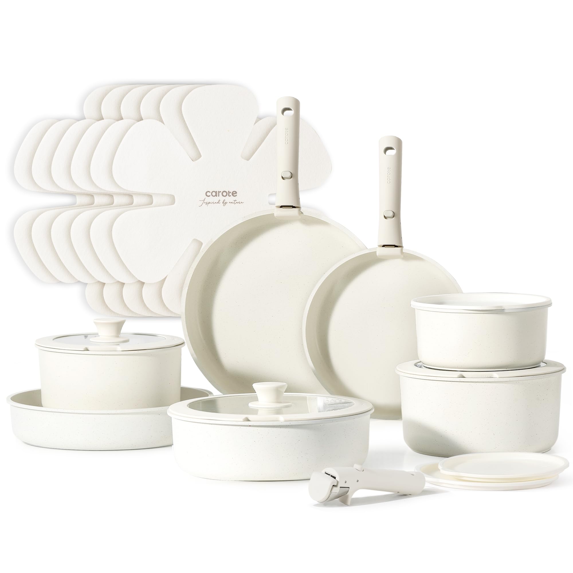 CAROTE 21pcs Pots and Pan Set Non Stick, Nonstick Induction Cookware, Cookware Set Kitchen with ...