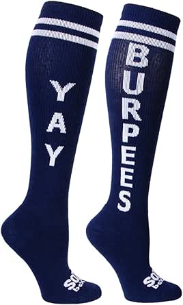 The Sox Box Yay Burpees Socks! (Navy Blue) at Amazon Women’s Clothing store