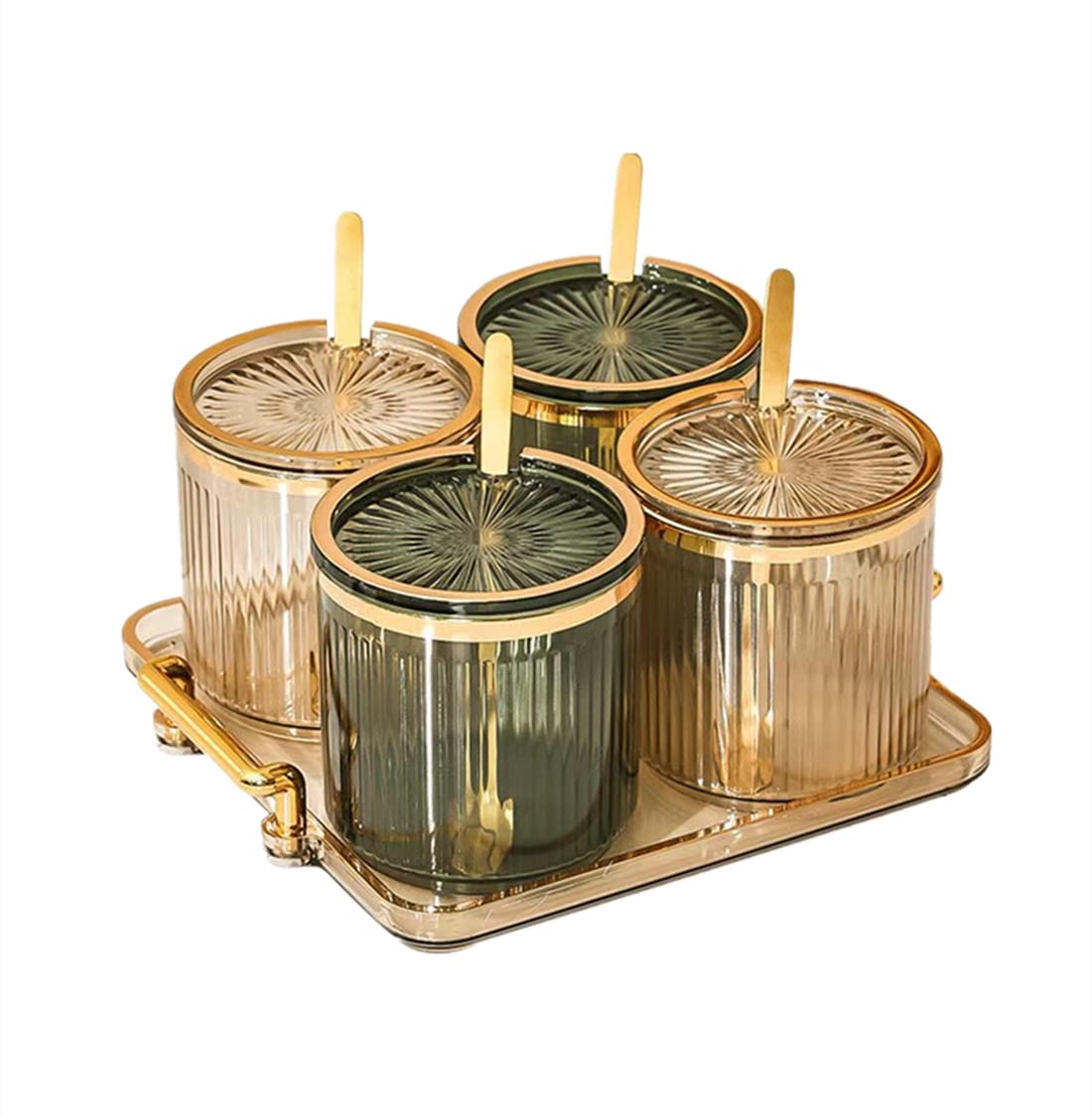 Acrylic Condiment Spice Jars,Condiment Spice Box With Lids and Spoons ...