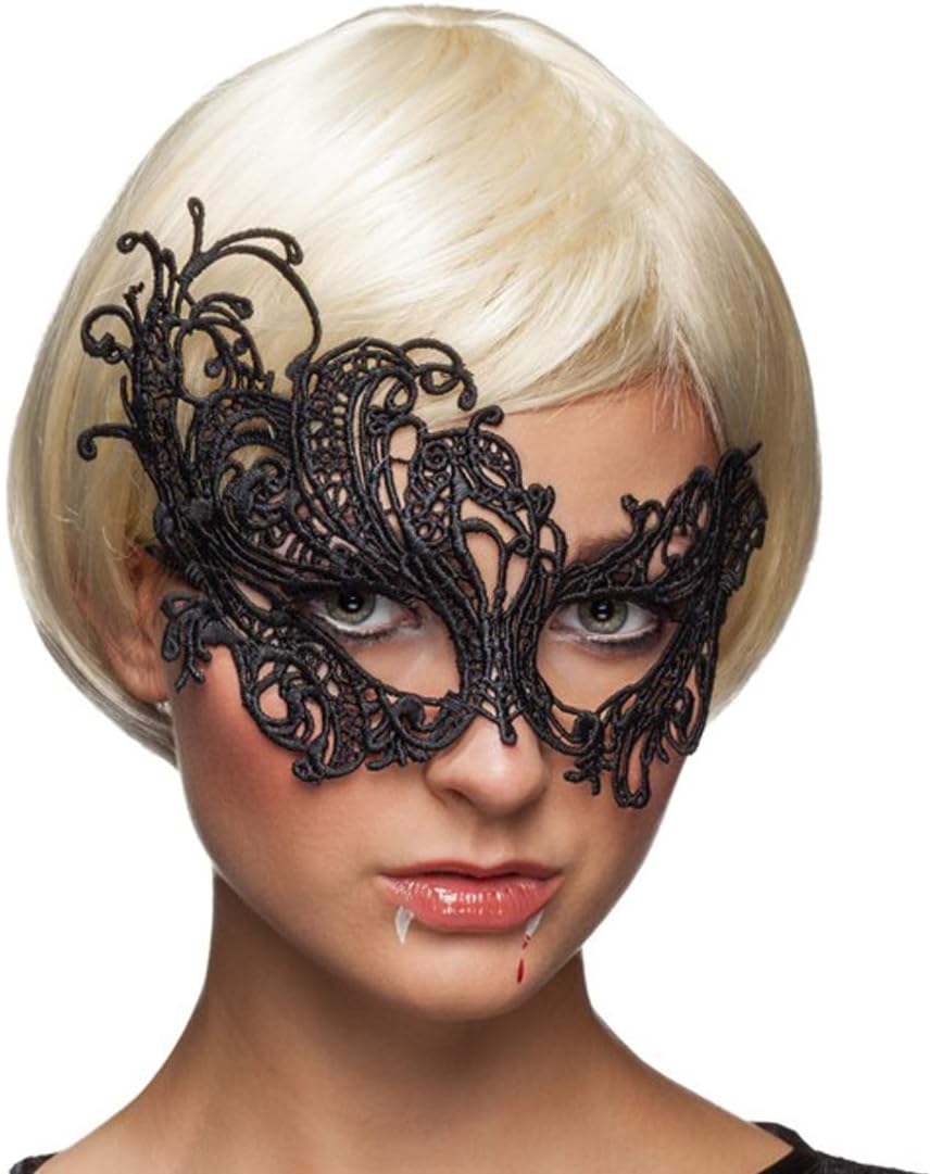 Amakando Edle Spitzenmaske Karneval in Venedig / Schwarz / Wertige ...