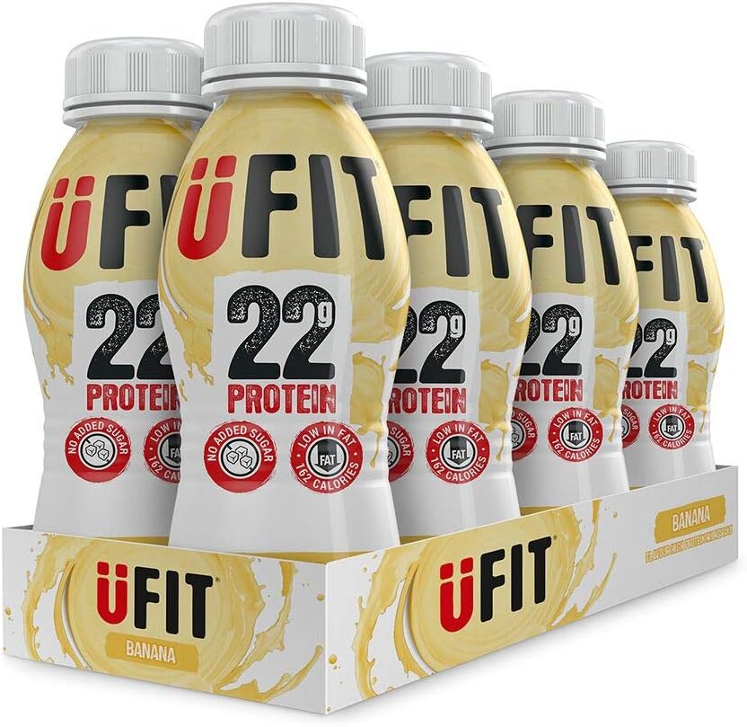 UFIT High 22g Protein Shake, No Added Sugar, Low Fat – Banana Flavour ...
