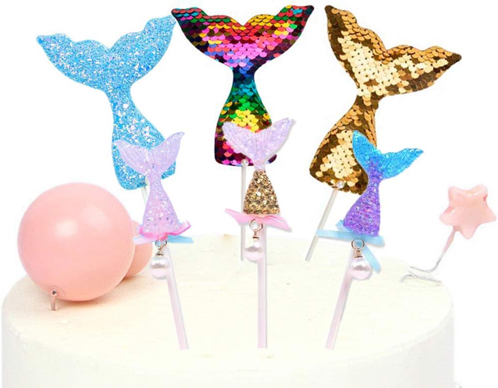 Mermaid Doll Cake Topper Figure Sequin Mermaid Tail Cupcake Topper for ...