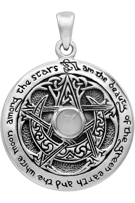 Sterling Silver Large Pentagram Pentacle Pendant Dryad Design Wiccan Tree