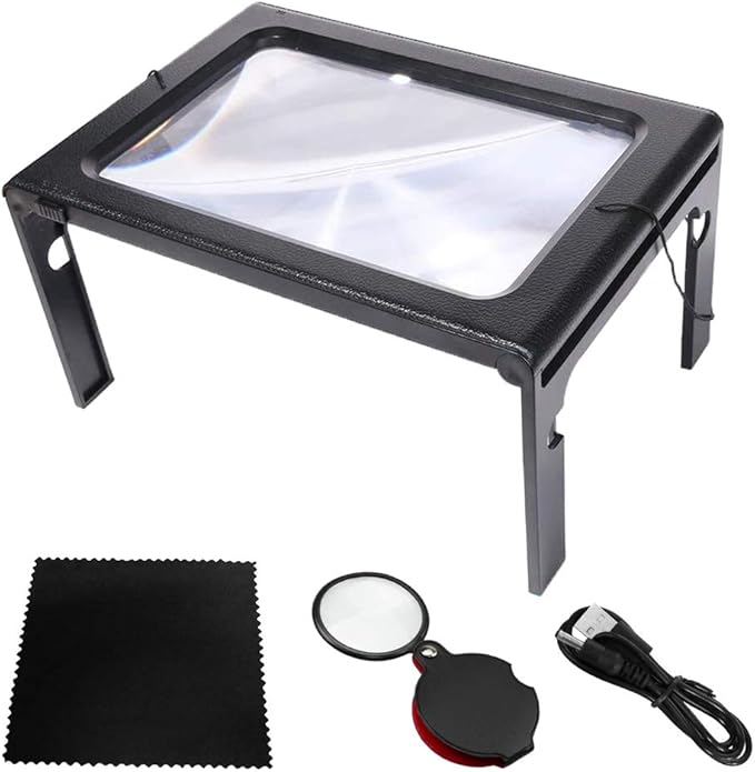 AUTOPkio Loupe de Lecture avec Lumineuse LED - 3X Grossissement A4 Rectangulaire USB ...